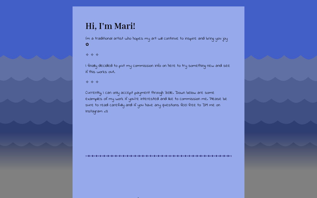 mari’s commission info